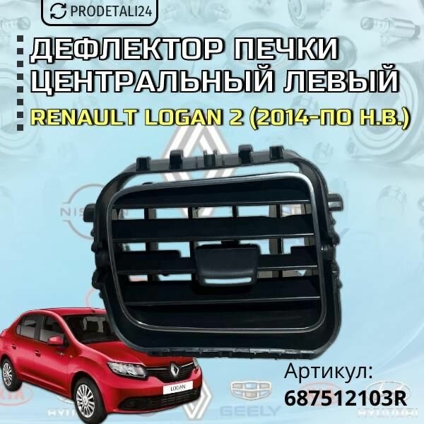 Дефлектор печки центральный левый Renault Logan 2 (2014-н. в) Артикул: 687512103R