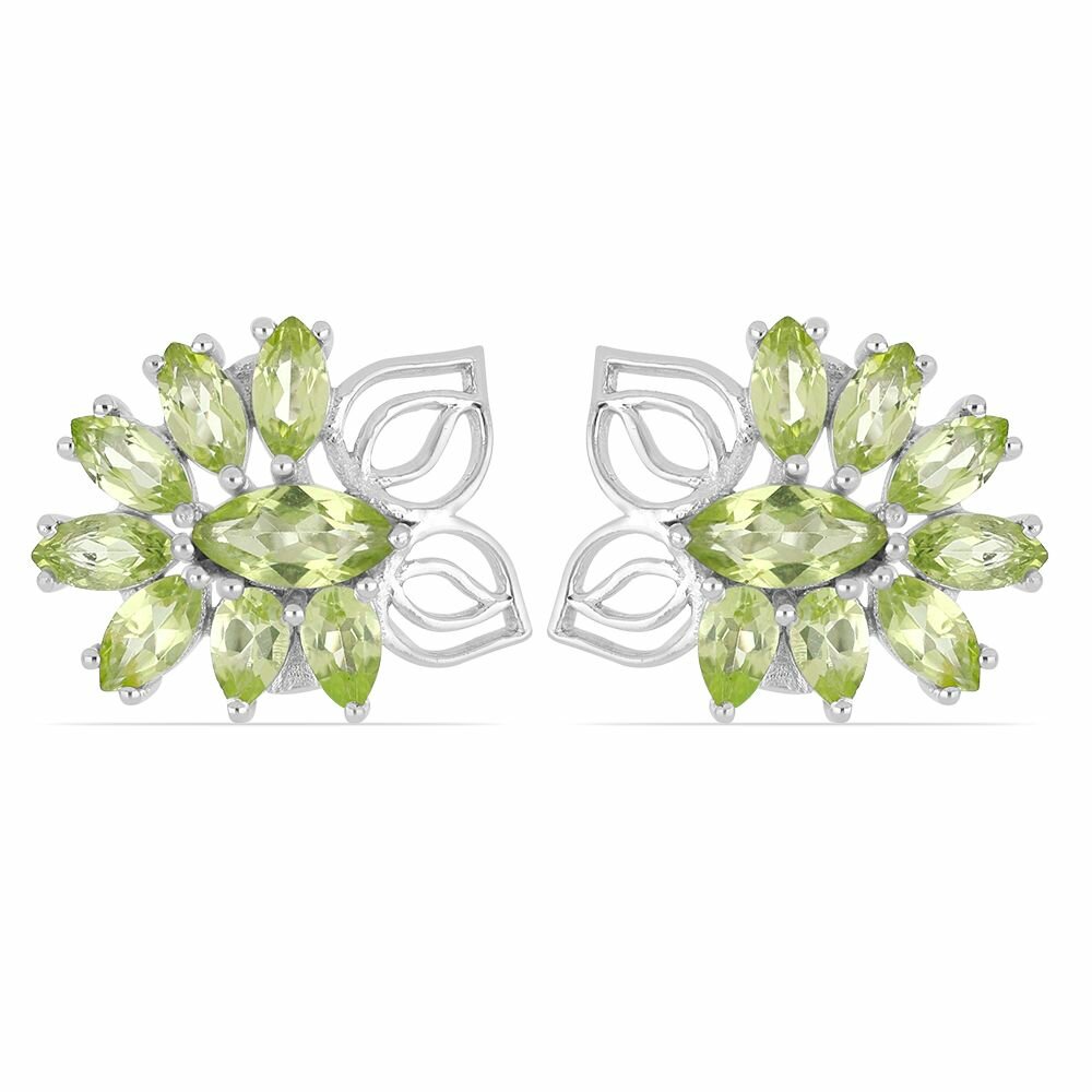 Серьги, серебро, 925 проба, родирование, хризолит