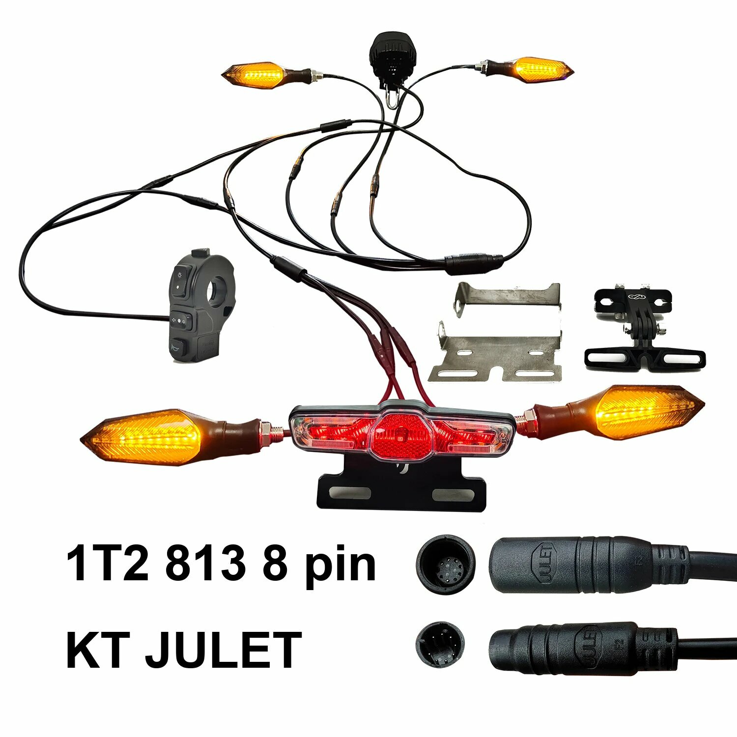 Динамические световые указатели RisunMotor для электровелосипедов Красный, 24-72V JULET 813