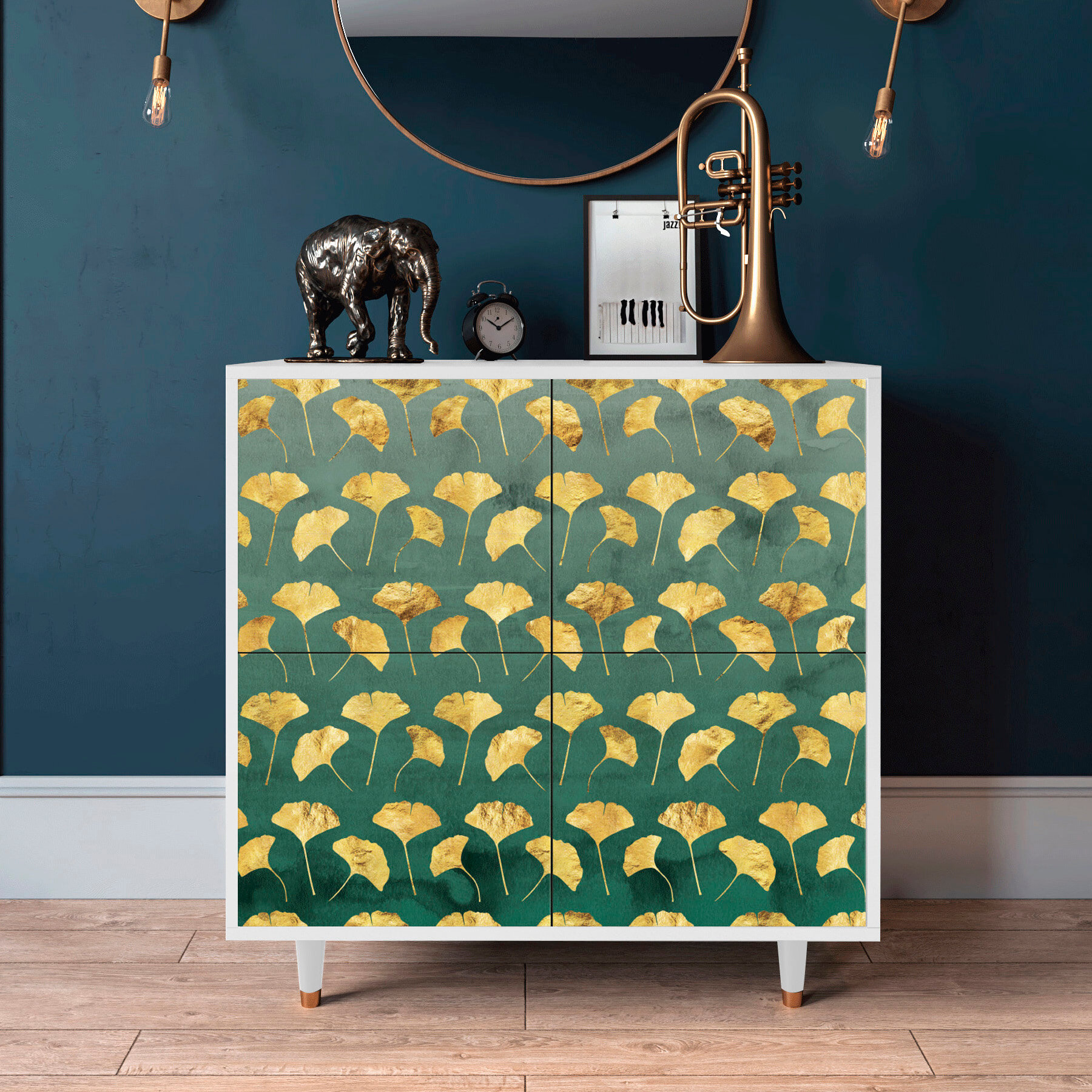Комод - STORYZ - BS3 Gingko leaves, Размер - 94 x 96 x 48 см, Цвет корпуса - Белый