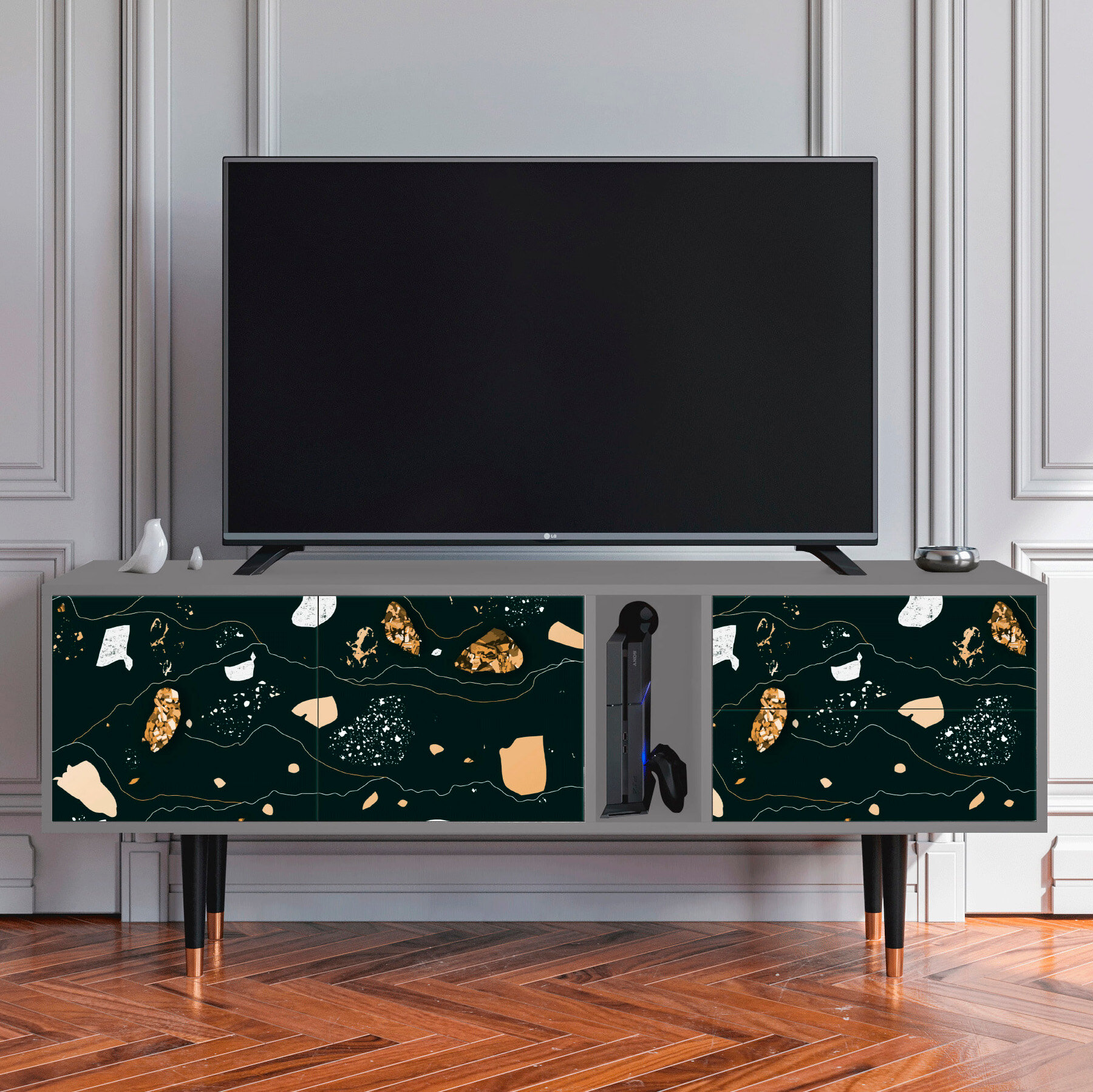 ТВ-Тумба - STORYZ - T1 Space Rocks, Размер - 170 x 69 x 48 см, Цвет корпуса - , Серый