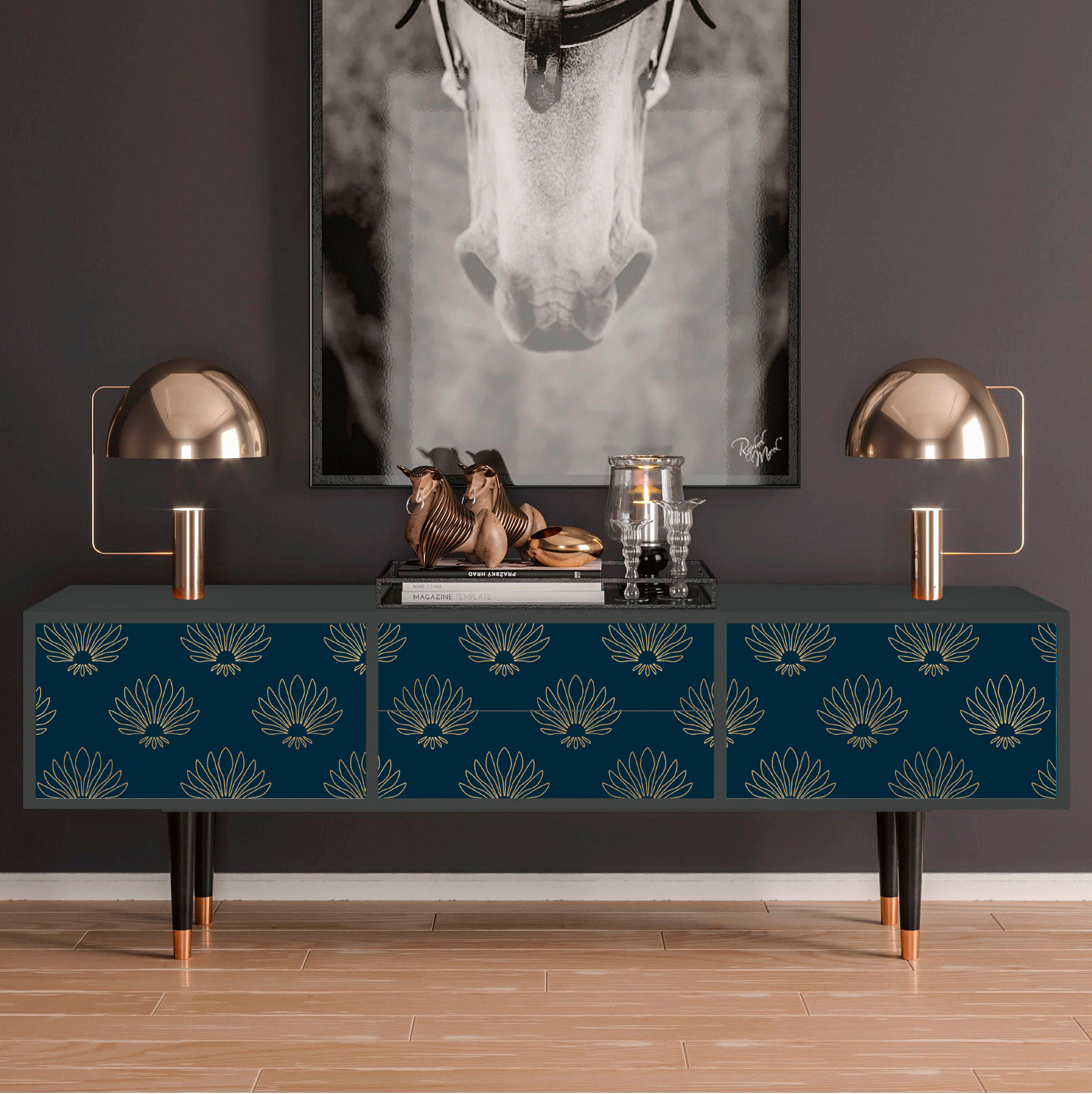 ТВ-Тумба - STORYZ - T4 Blue Lotus, Размер - 170 x 59 x 48 см, Цвет корпуса - , Антрацит