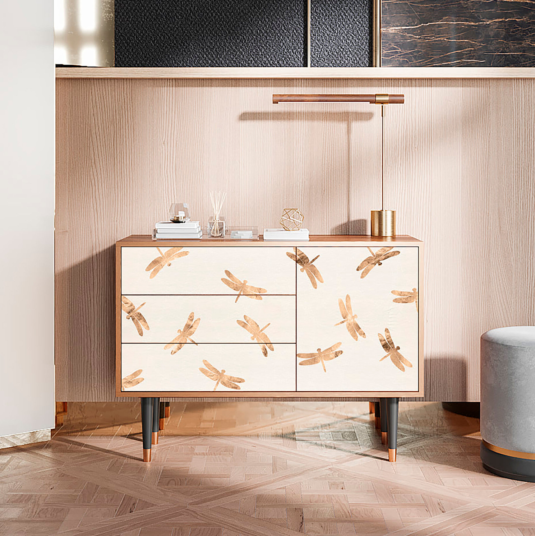 Комод - STORYZ - S3 Nude Dragonflies, Размер - 115 x 84 x 41 см, Цвет корпуса - , Орех