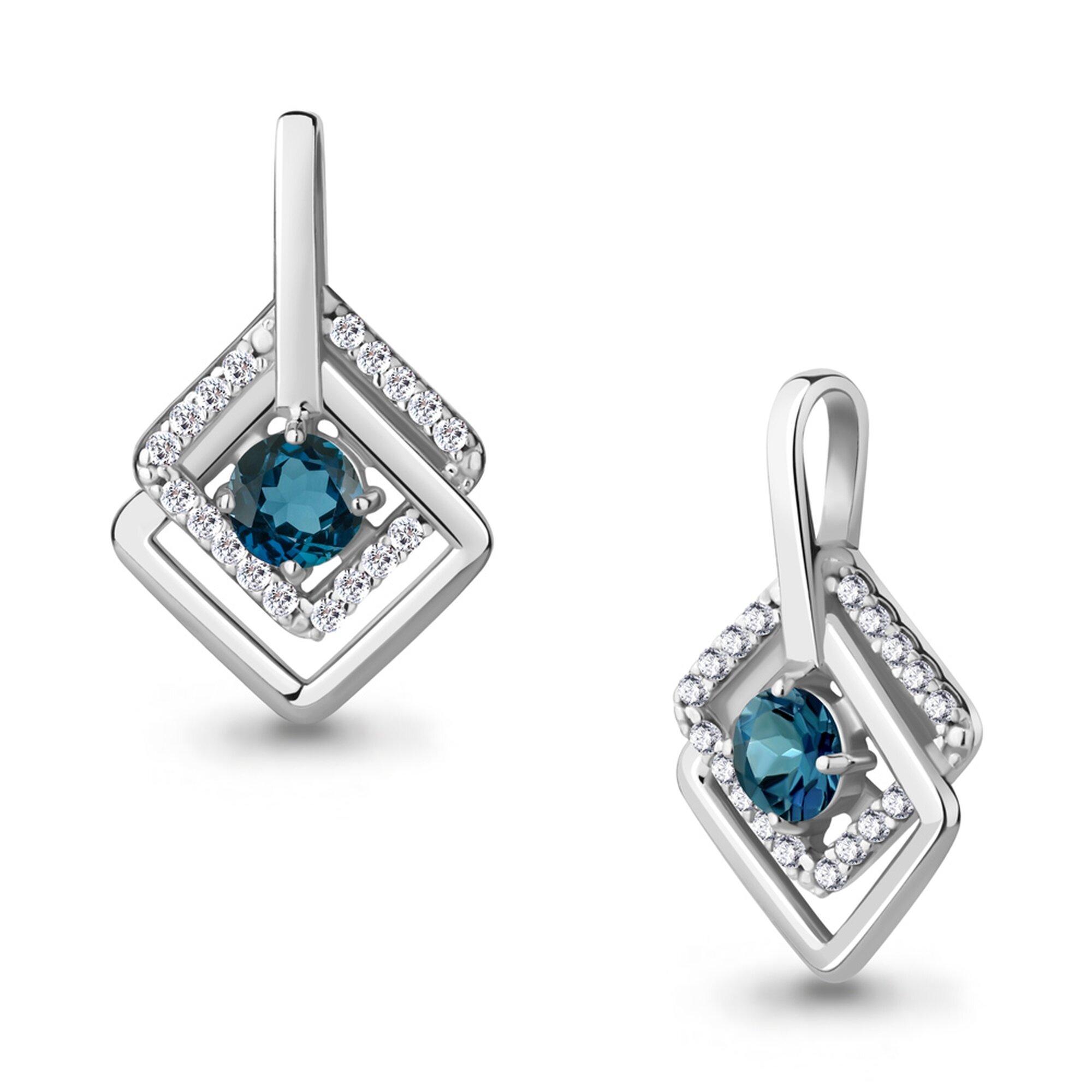 Подвеска, серебро, 925 проба, родирование, фианит, Лондон топаз