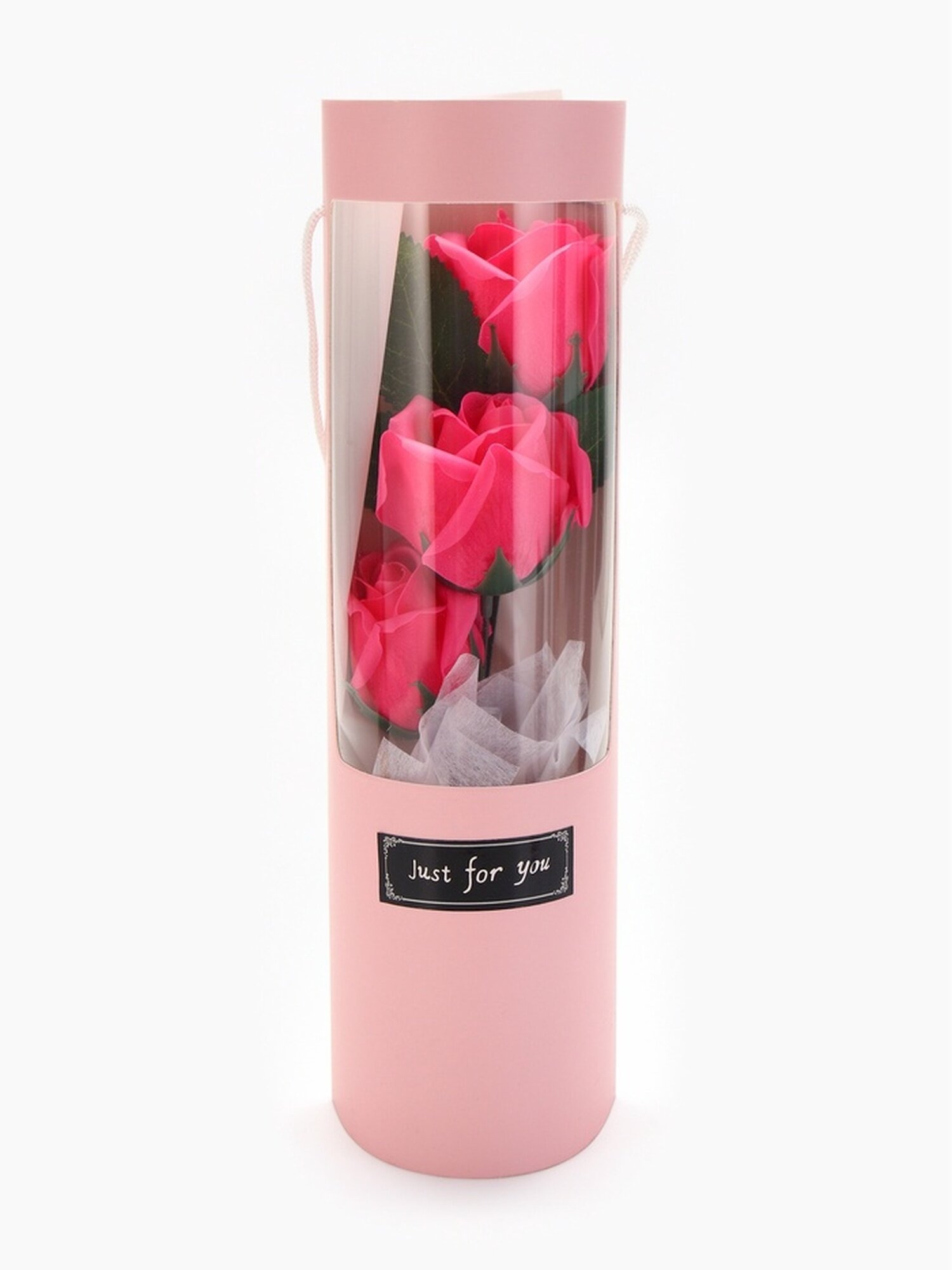 Букет Secret Beauty "Мыльные Фуксия розы", в колбе, розовый, из 3 шт