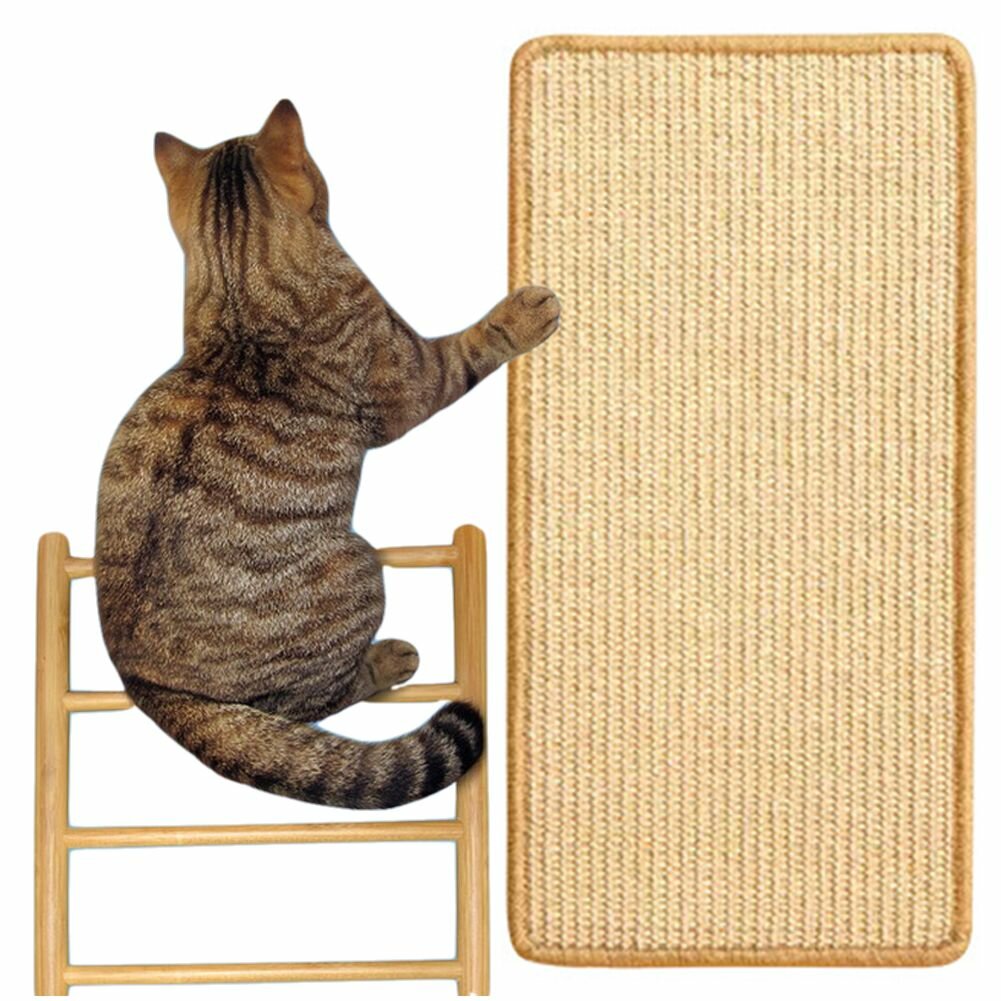 Коврик-когтеточка для кошек, натуральный сизаль, с лентой, для защиты диванов и ковров, нескользящий, легко моющийся, экологически чистый и безопасный