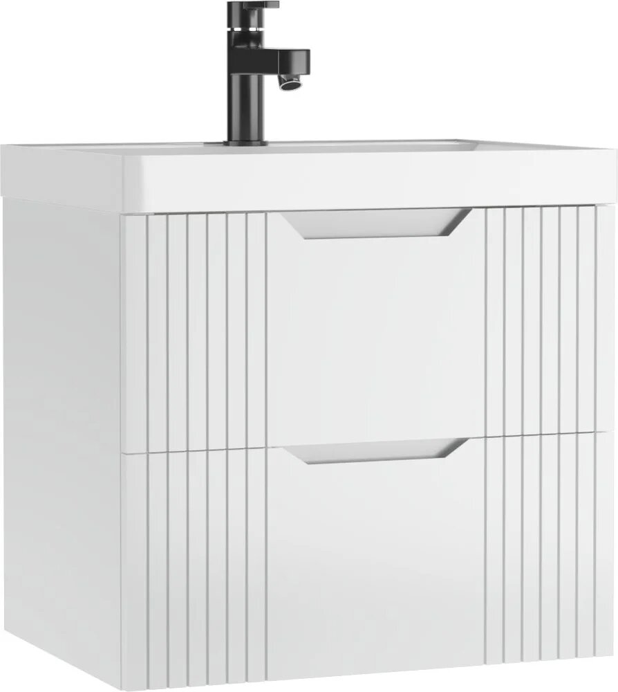 Тумба подвесная под раковину Домино, "Bazis 60" Garden В2 Белая