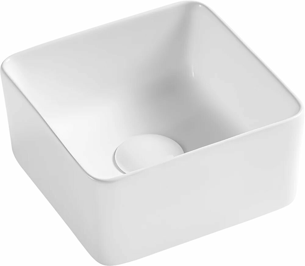 Раковина маленькая в туалет D&K Berlin 24 мини, без отверстия под смеситель, квадратная, белая, фарфоровая, 24 см