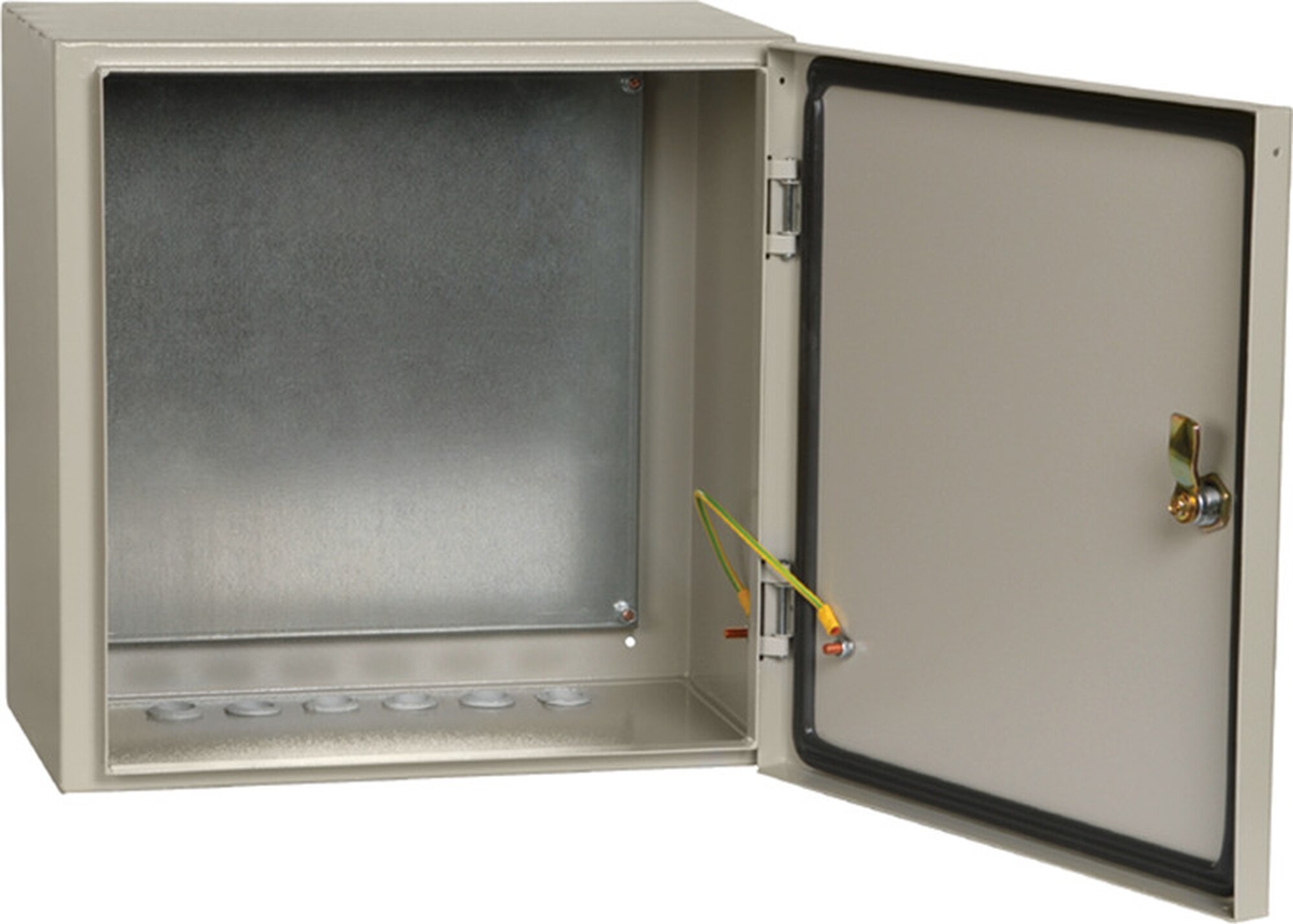 Корпус металлический IEK ЩМП-4.4.2-0, 400х400х250мм, IP54, щит с монтажной панелью, замок с ключом, серый