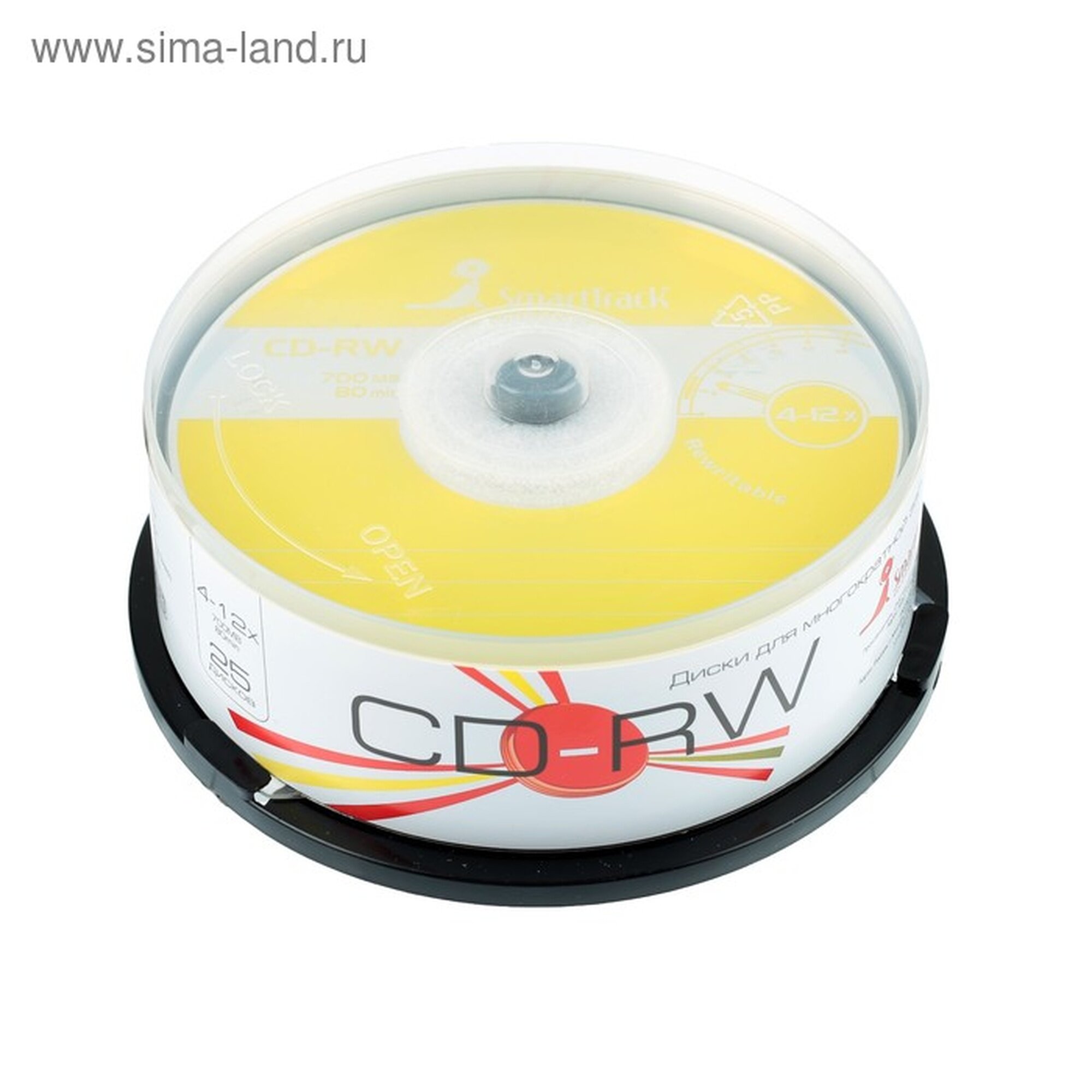 Диск CD-RW SmartTrack, 4-12x, поликарбонат, 700 Мб, 25 шт, cake box