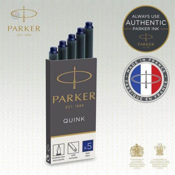 Картриджи Parker Quink Z11 синие, 5 шт, для перьевых ручек, быстрая заправка без пятен, официальные чернила Паркер
