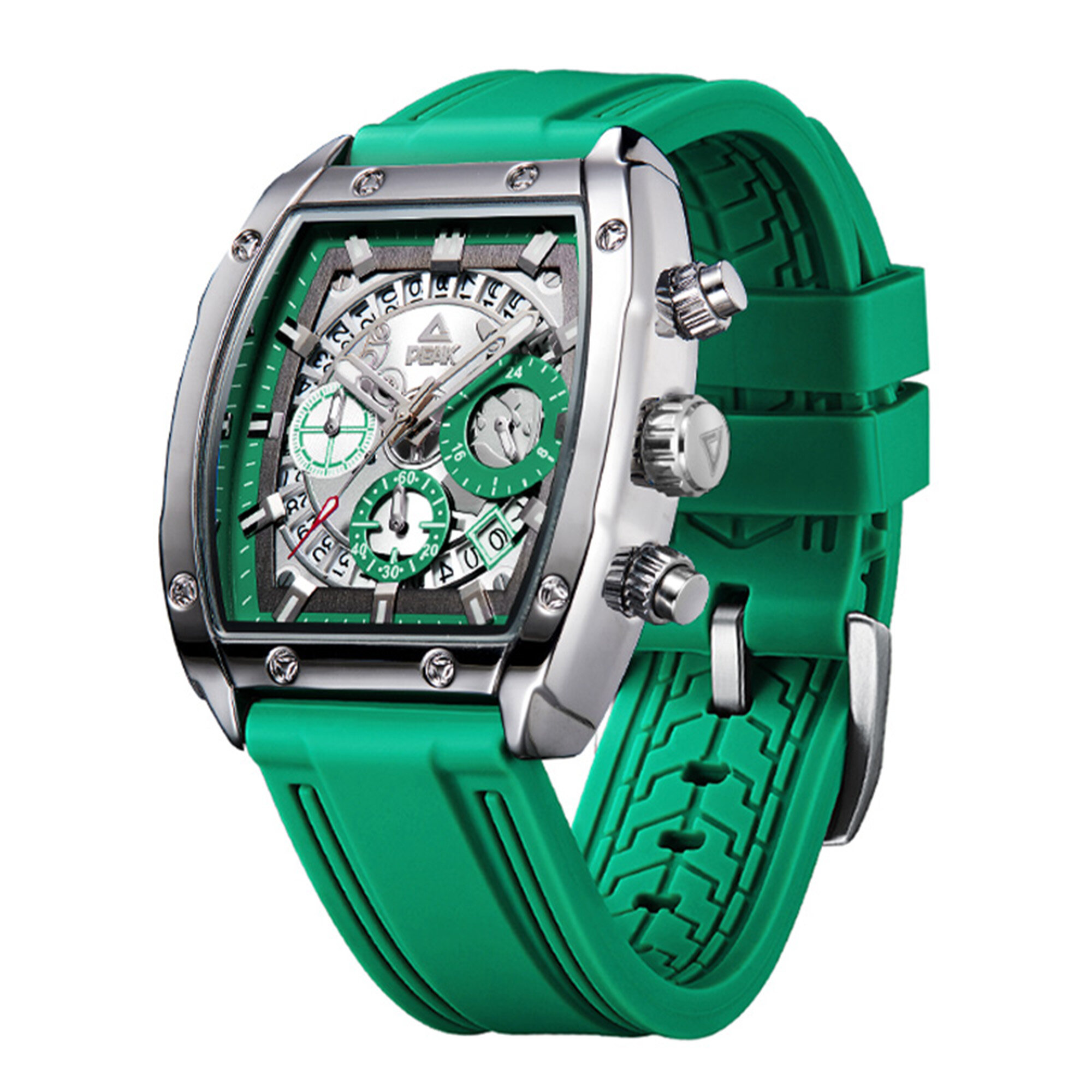Часы мужские PEAK Pioneer Collection Quartz Movement Silicone Strap, черный циферблат, Chinese Watches 13990064