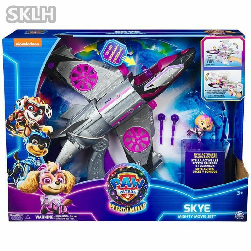 Spin Master Nickelodeon Paw Patrol The Mighty Movie Роскошный крейсер-трансформер Чейза / Skye Mighty Jet / со светом и звуками, вращающимися на 360 градусов крыльями, суперфильмами, играми для мальчиков