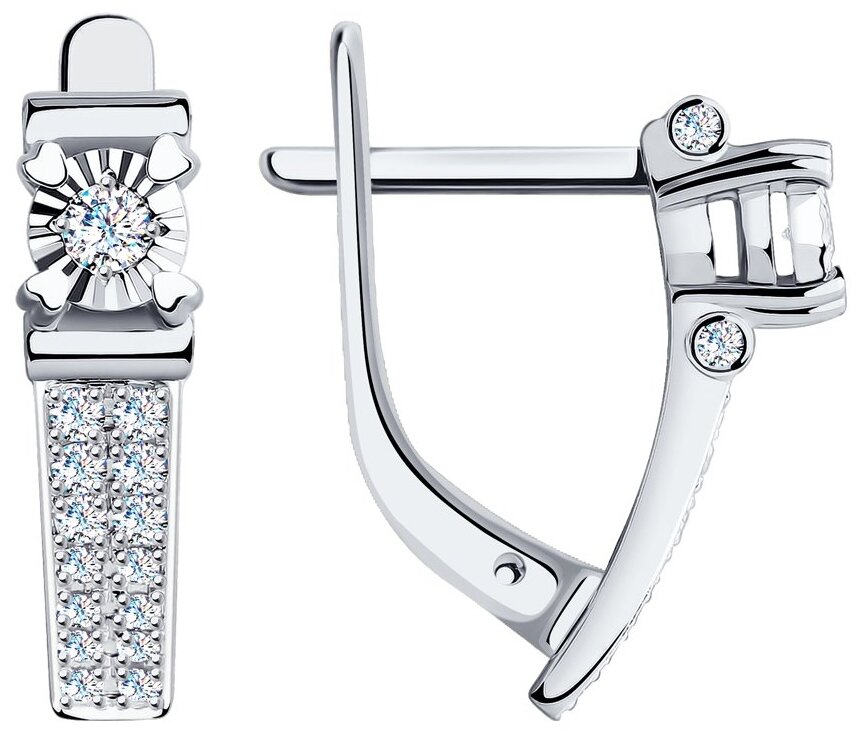 Серьги, белое золото, 585 проба, бриллиант