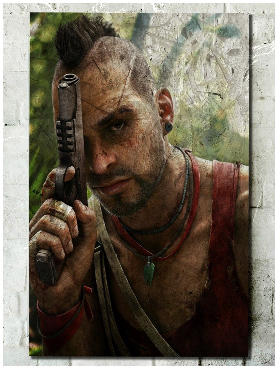 Картина интерьерная на рельефной доске ОСП игра Far Cry 3 Ваас Монтенегро Безумие - 7123 В