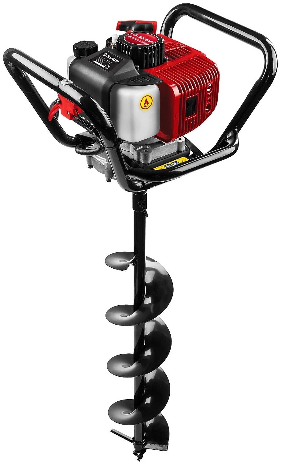 Мотобур (бензобур) со шнеком, d=60-200 мм, 52 см3, 1 оператор, ЗУБР