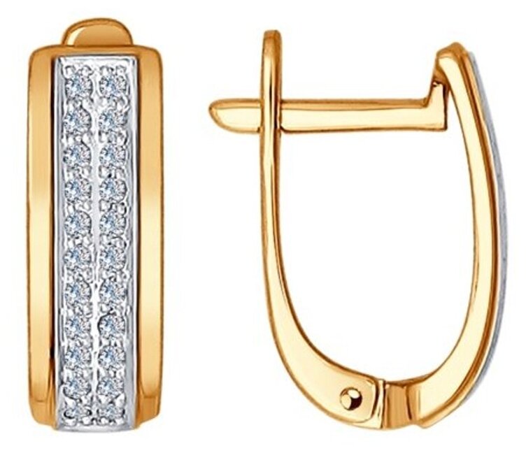 Серьги, красное золото, 585 проба, бриллиант