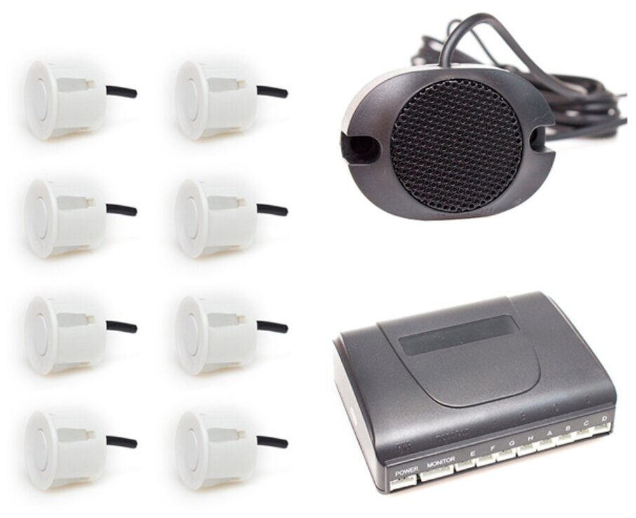 Парктроник звуковой без дисплея 8 датчиков белые ParkAWay E-8W-ZV