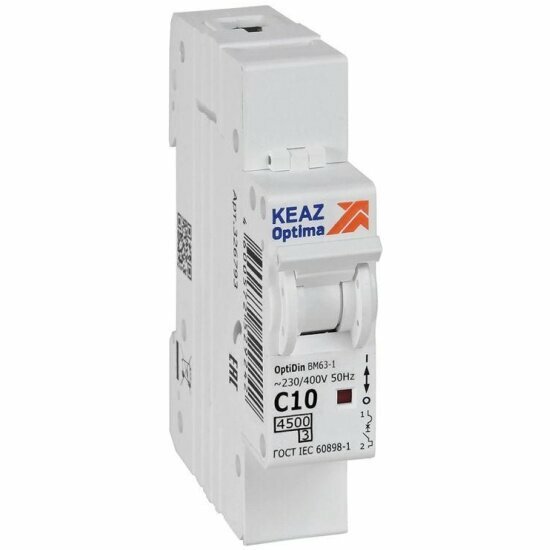 Автоматический выключатель Кэаз OptiDin BM63-1C10-4,5-УХЛ3, 326793