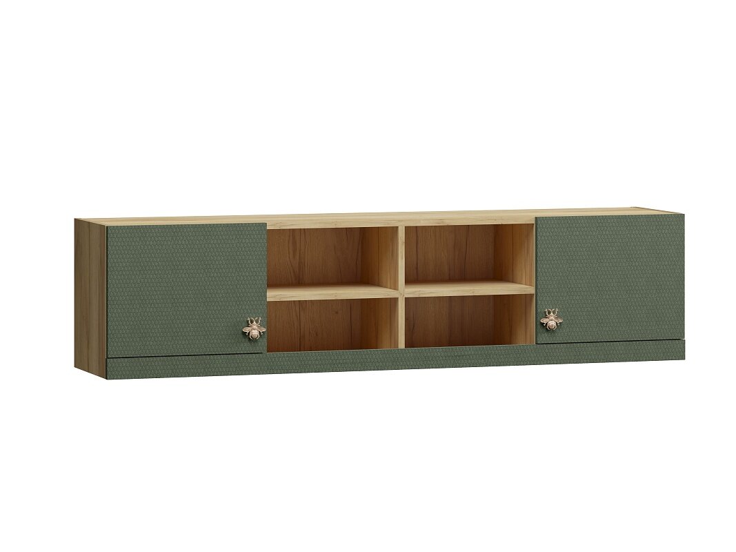 Антресоль МебельЛэнд24 Скарабей - 4 МДФ Пантано 150x32x37 зеленый двухдверный