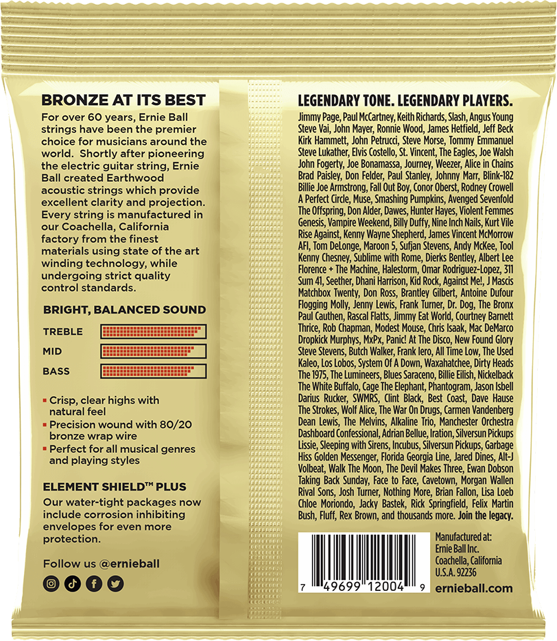 Комплект струн для акустической гитары Ernie Ball Earthwood P02004