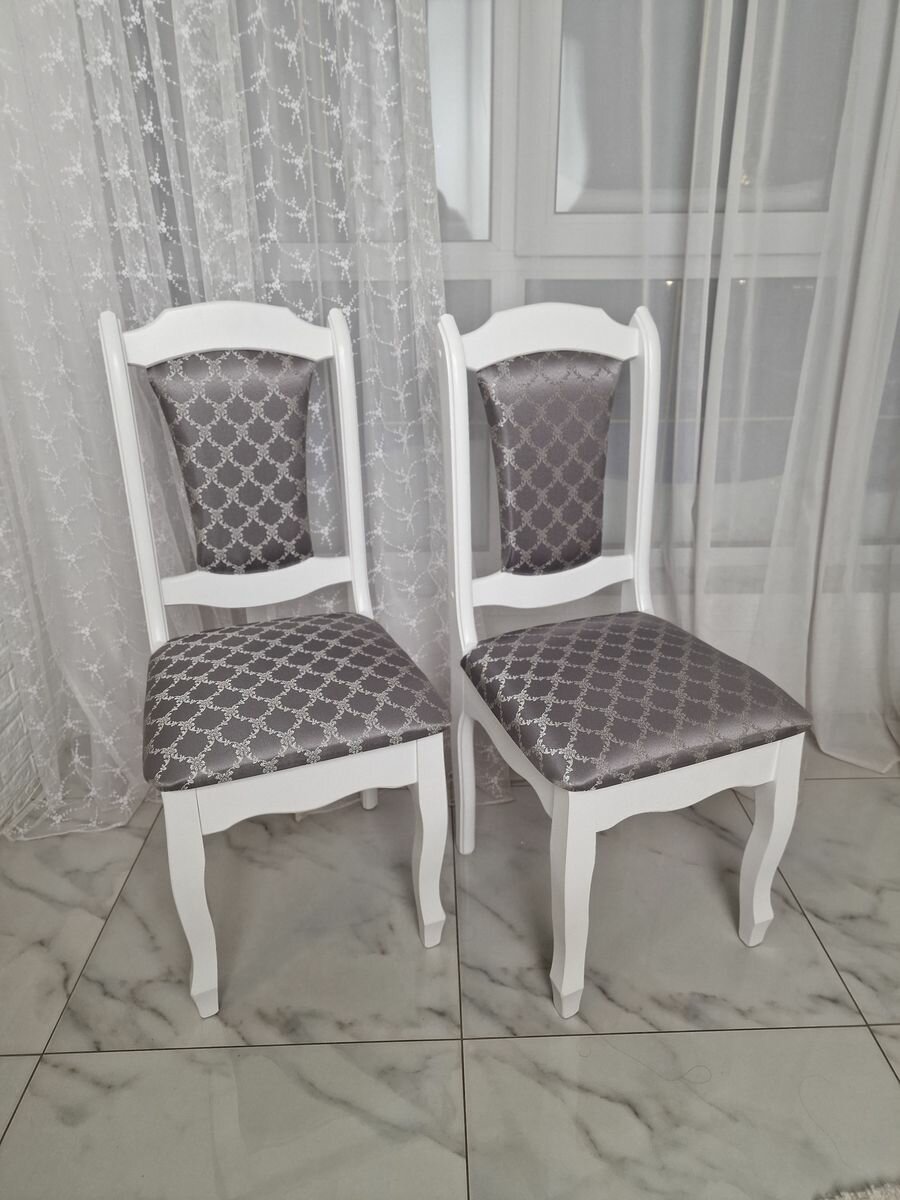 Стулья для кухни и гостиной 2 шт "Застолье" деревянные мягкие белые