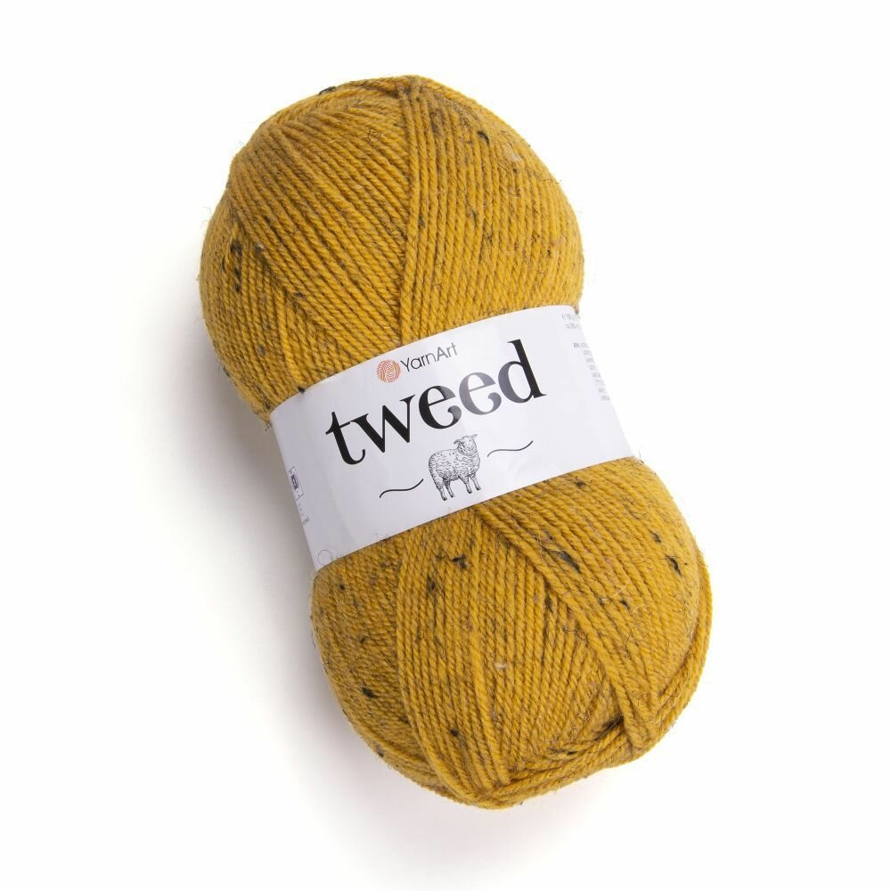 Пряжа Tweed, YarnArt, желтый - 233, 30% шерсть, 60% акрил, 10% вискоза, 5 мотков, 100 г, 300 м.