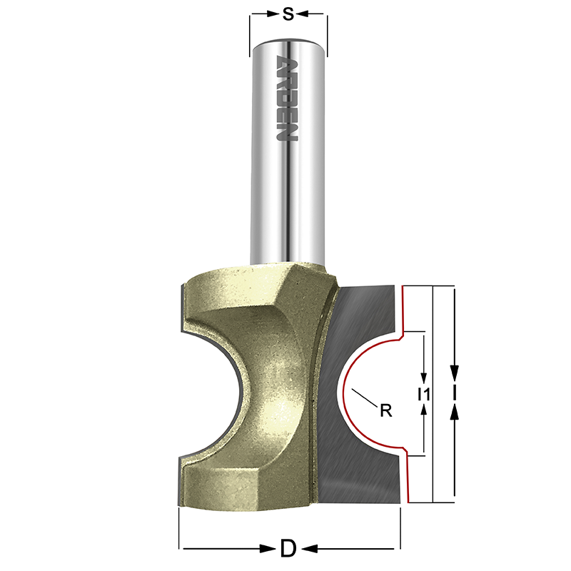 Фреза "бычий нос" (Катушка) Z=2 R=12.7 S=12 D=41.3x34.13 I1=25.4. L72 S=12 ARDEN 330271