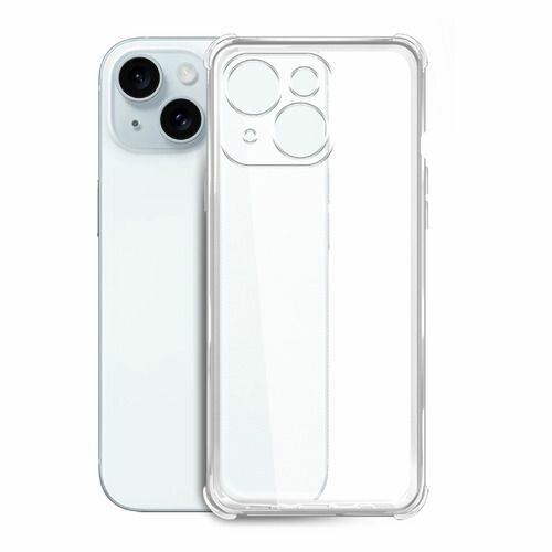 Чехол (клип-кейс) BORASCO для Apple iPhone 15 Plus, противоударный, прозрачный [72406]