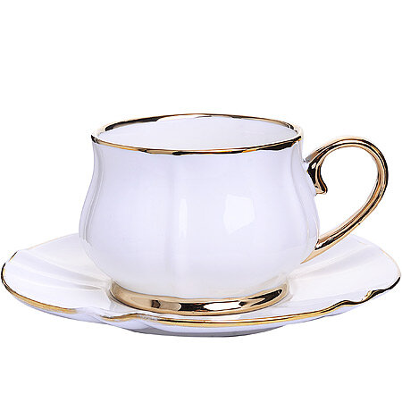 Чайная пара 200 мл. костяной фарфор белая