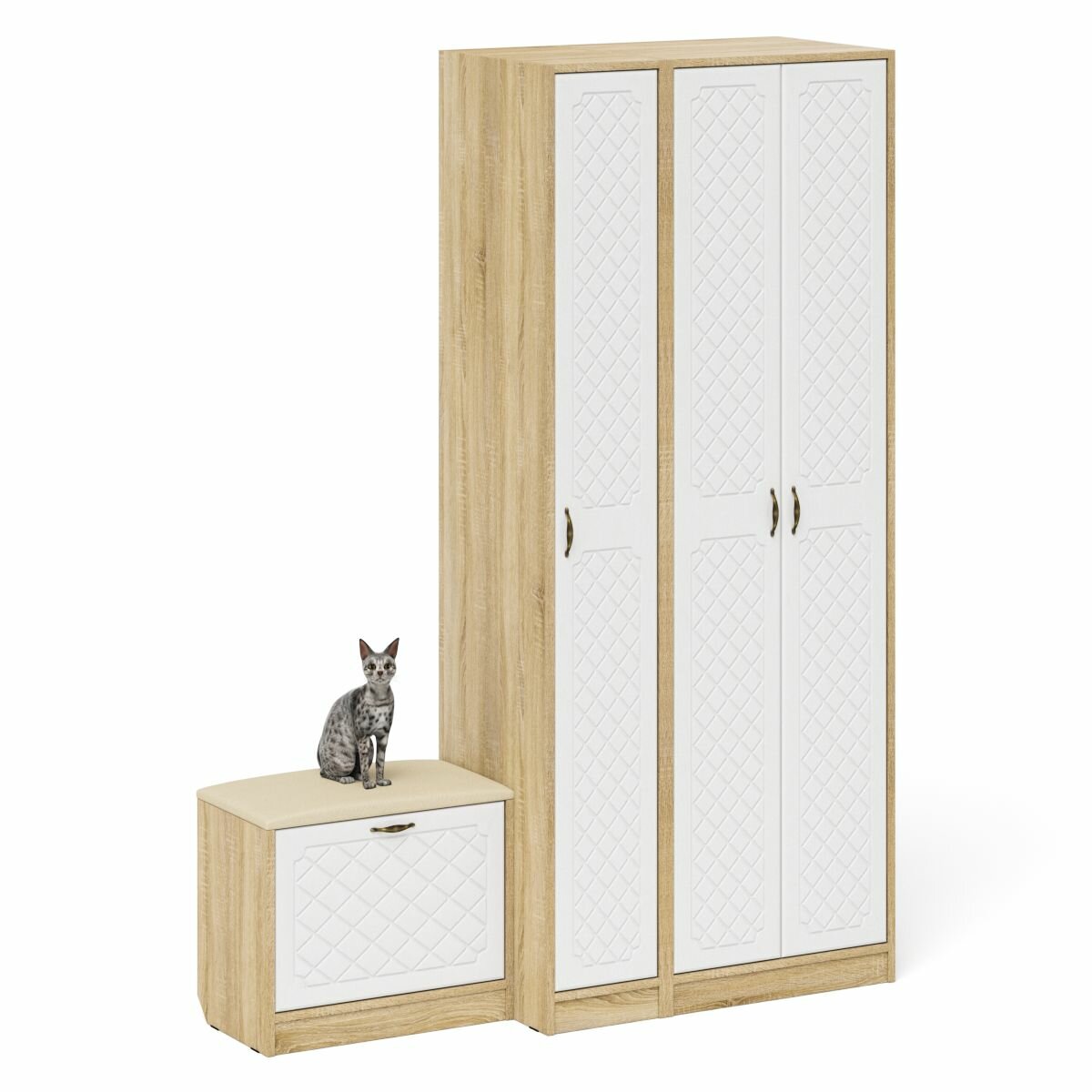 Прихожая Мебельный двор П-6 Компоновка № 45 дуб сонома/белое дерево ромб