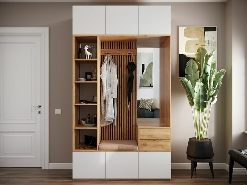 Прихожая в коридор "Дуглас 13" 135х240х50 Дуб крафт золотой / Лотос