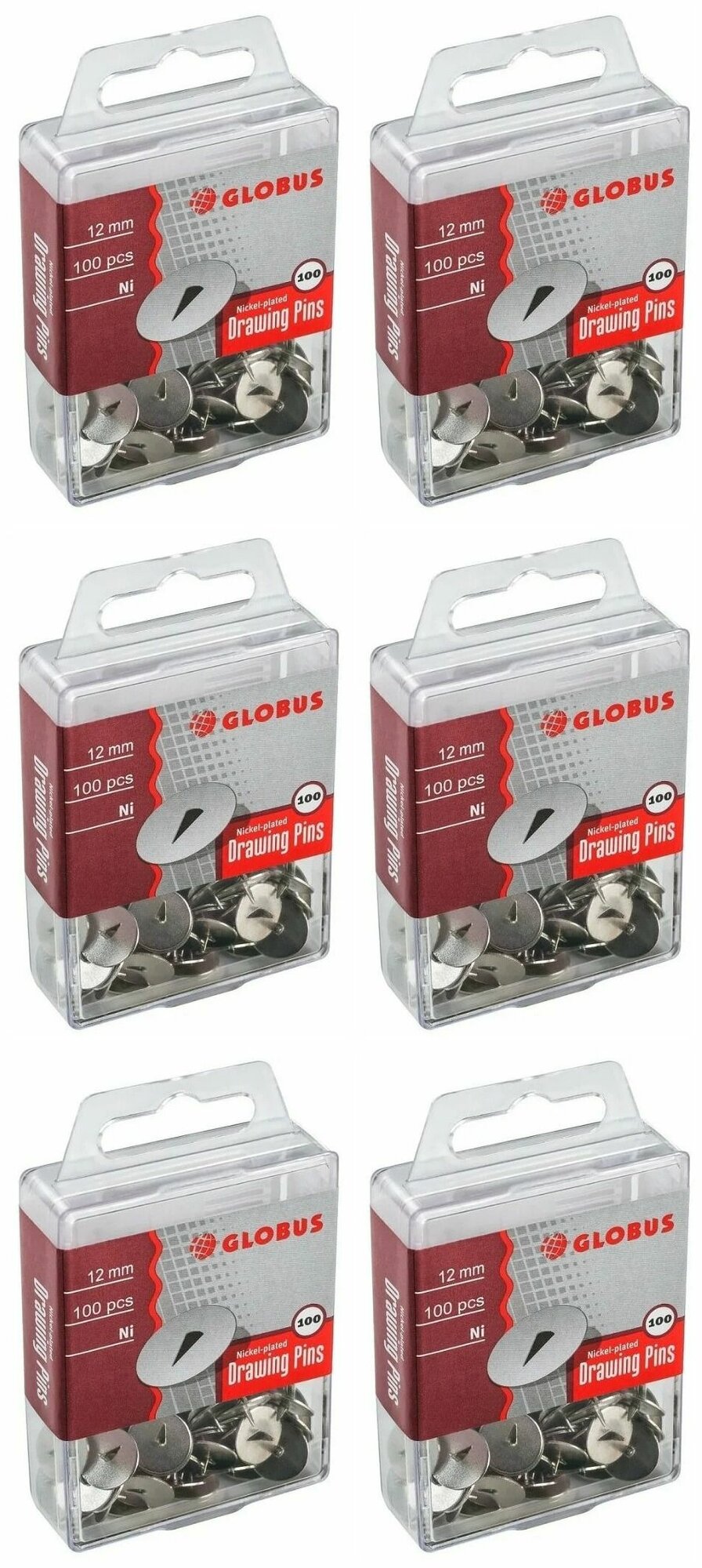 Глобус Кнопки, 12мм, 100шт ,6шт