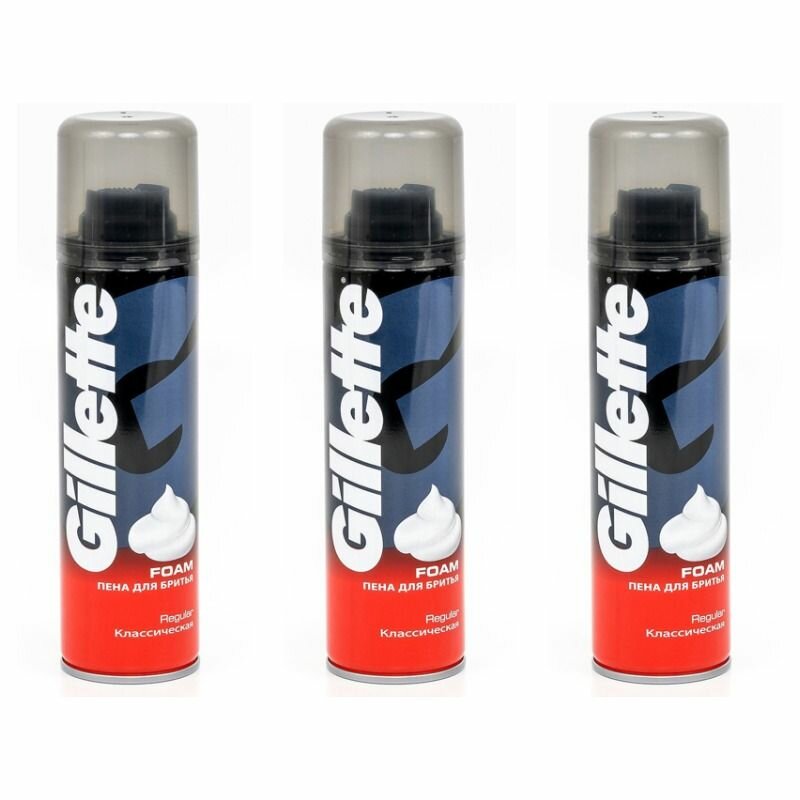 Gillette Пена для бритья Regular, 200 мл, 3шт