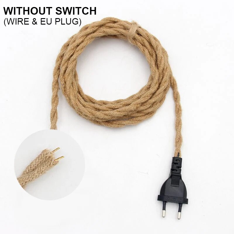 GANRILAND витой провод из пеньковой веревки с алюминиевым цоколем E27 2 м 220 В