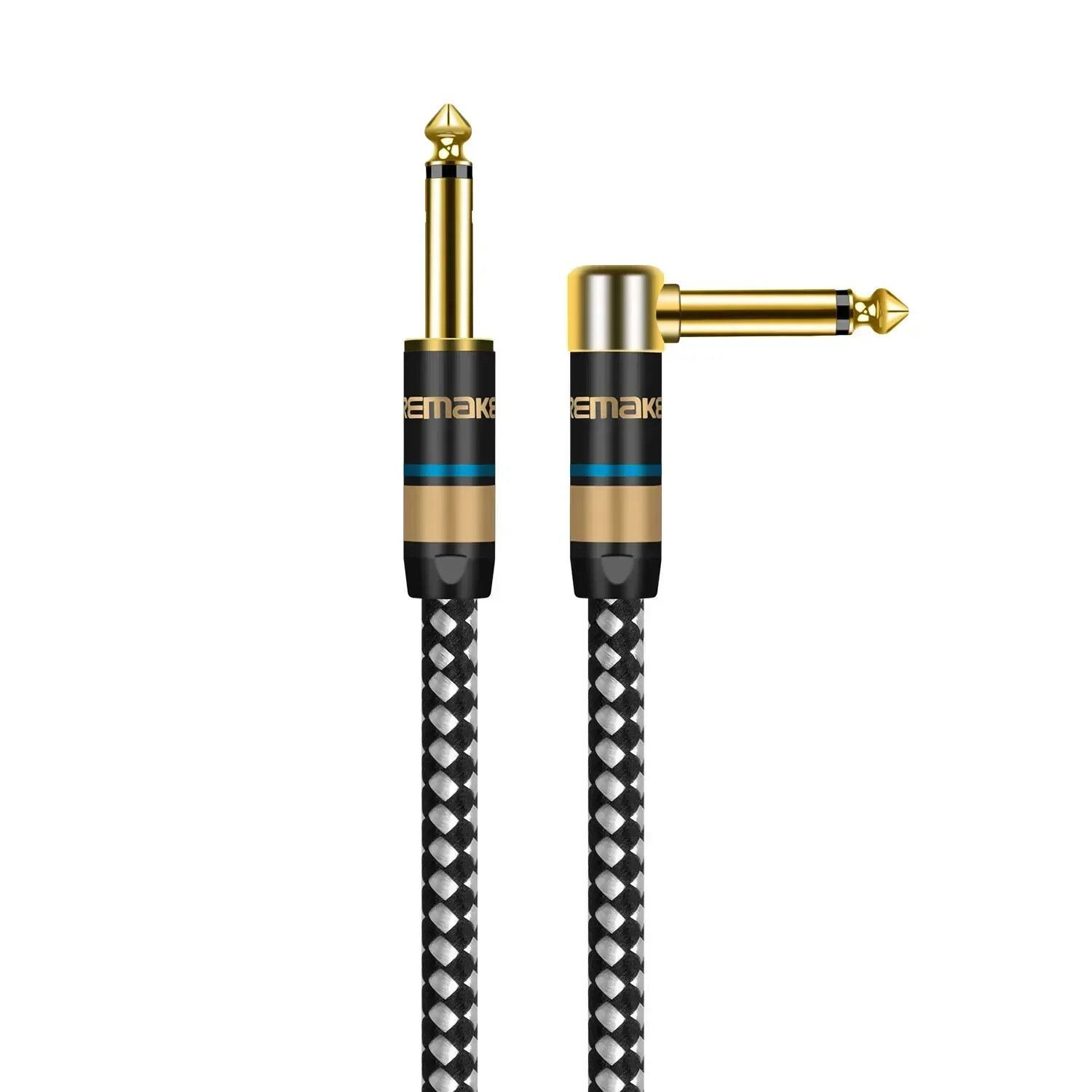 DREMAKE Premium Аудиокабель для гитары 6,5 мм-6,5 мм Black-White-IL, 8 м