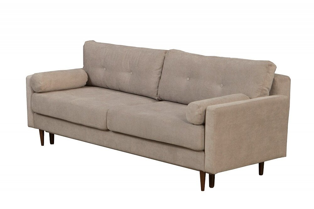 Прямой диван Карлос серый, пантограф (тик-так), 220х97х87 см, с ящиком для белья