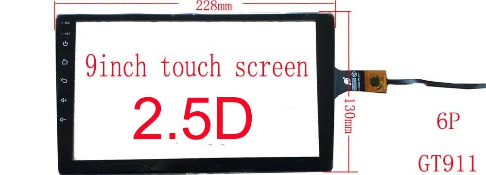 Сенсорный экран для автомагнитолы ICAR GT911 9 дюймов 9 inch 2.5D