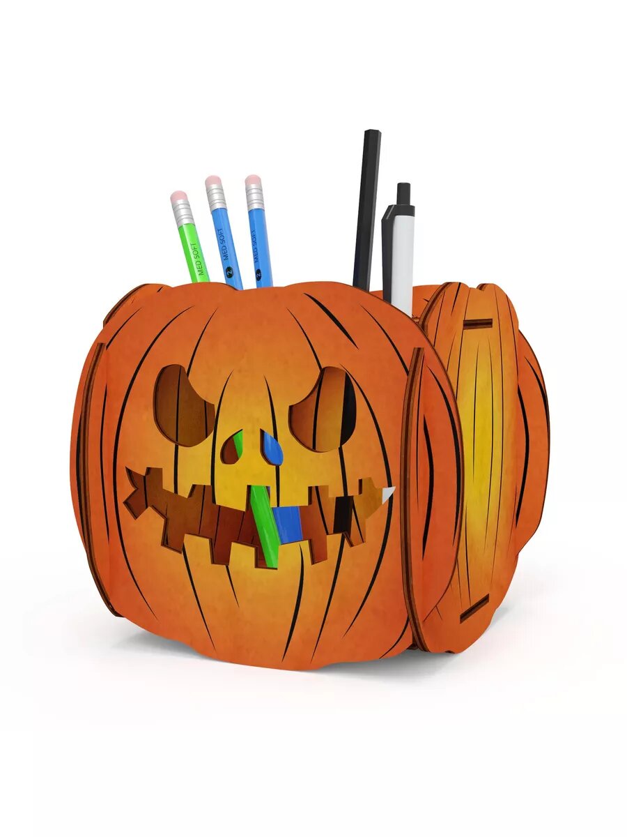 Карандашница тыква на Хэллоуин цветная