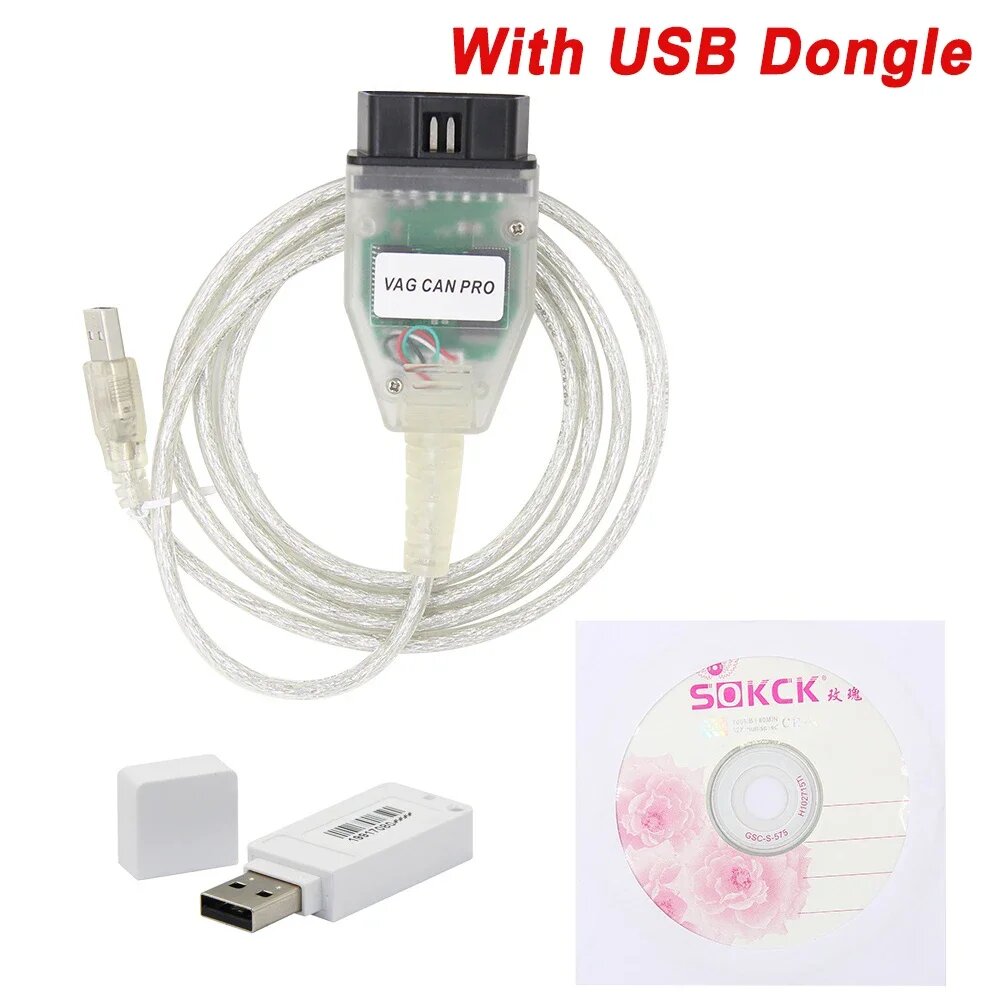 Новый VAG CAN PRO V5.5.1 с FTDI FT245RL VCP OBD2 диагностический интерфейс USB-кабель с With Dongle