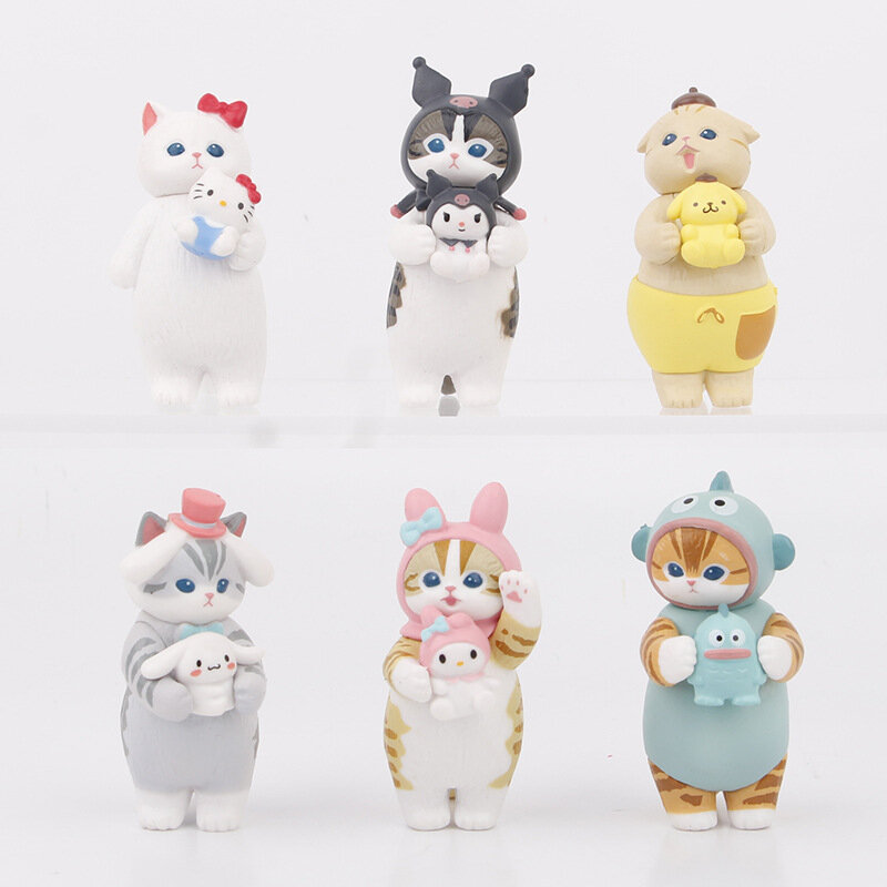 Набор фигурок Кошки Санрио, Хэллоу Китти / Cats Sanrio 6шт (4-5см)