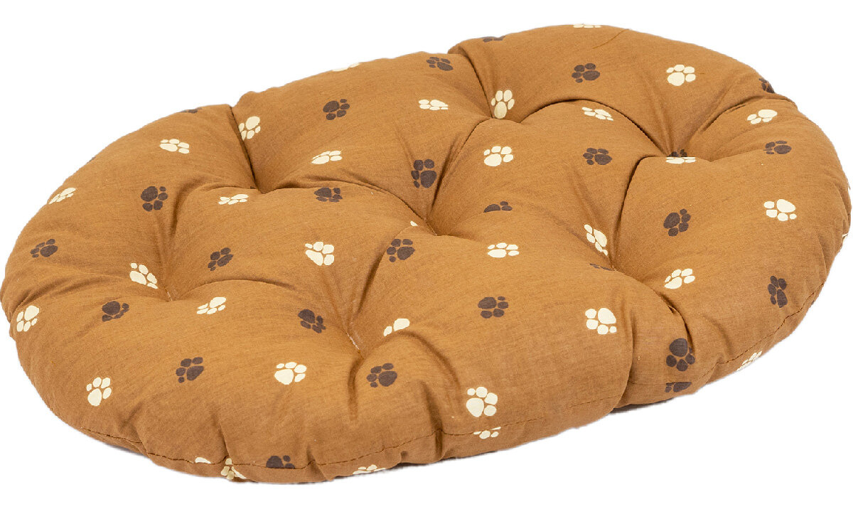 Лежак для собак и кошек Дарэленд Перина овальный стеганый коричневый хлопок 60 х 46 х 8 см (1 шт)