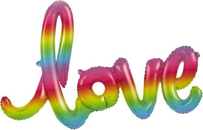 Шар (48'/122 см) Фигура, Надпись "Love", Радужный, Градиент, 1 шт.