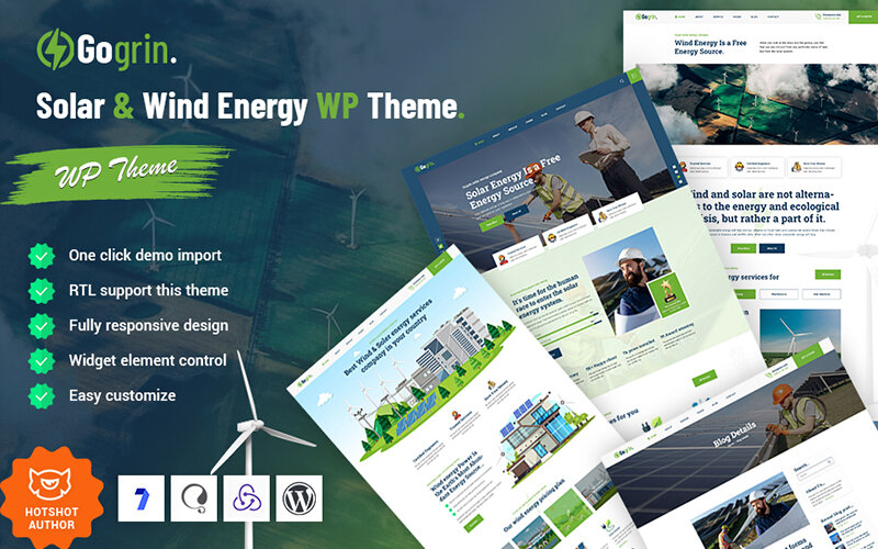 Подарочный сертификат на Шаблон для сайта Вордпресс с демоконтентом Gogrin - Solar & Wind Energy Theme WordPress