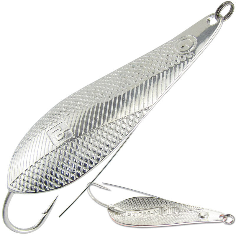 Блесна литьевая из латуни на щуку, покрыта серебром RB Атом -N "незацепляйка" 7гр - 1