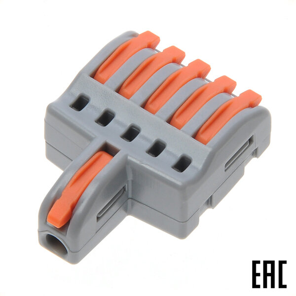 Зажим VSE-F15АO безвинтовой F-тип 6х0,08-4.0 кв. мм серый (9 шт. в комплекте)