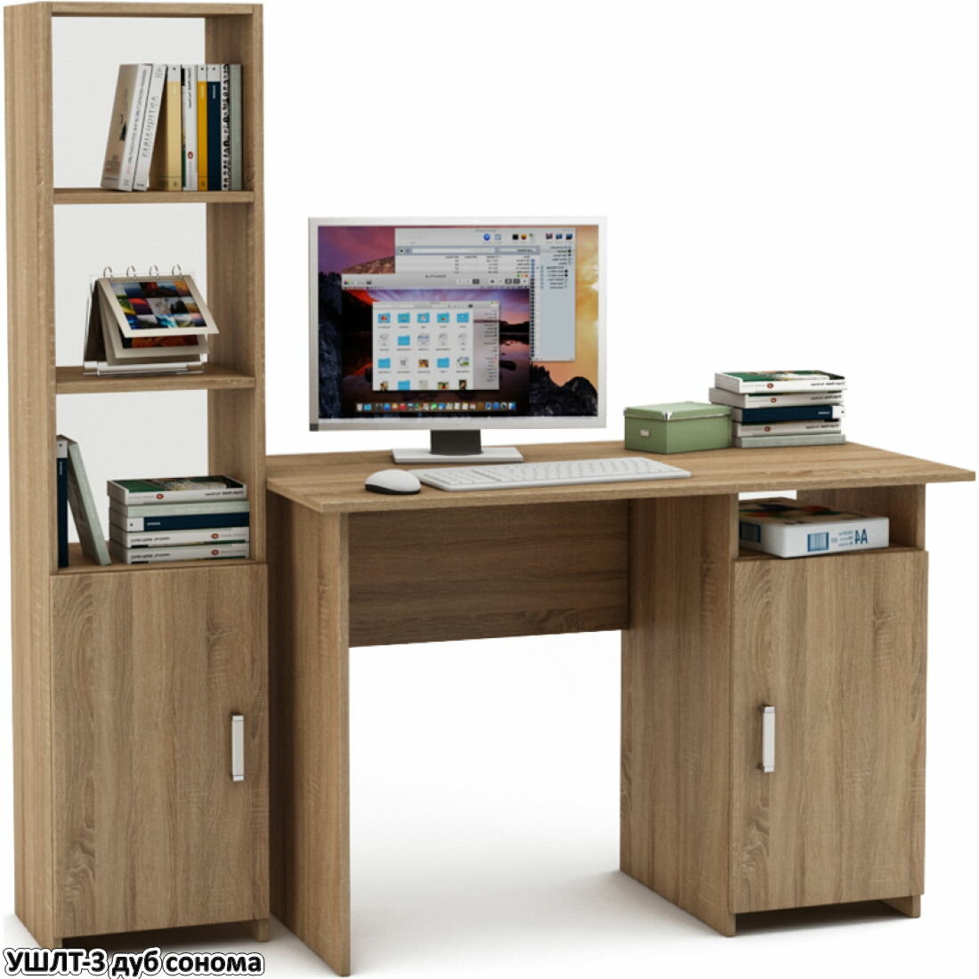 Уголок школьника Лайт-3 Дуб сонома, ЛДСП, МФ Владимир VMF, 145х149,2х60 см.