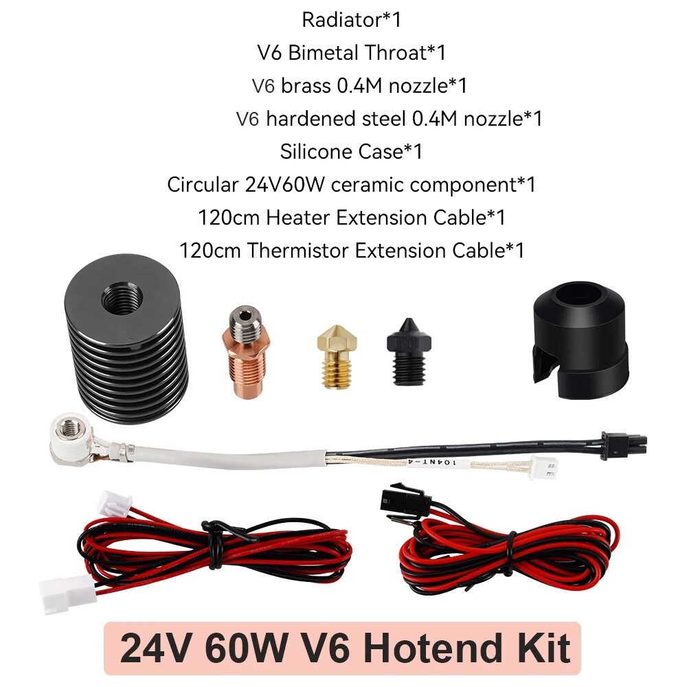 Hhiddo 24В 60Вт V6 керамическая печатающая головка для Voron 1 Set, V6 Hotend
