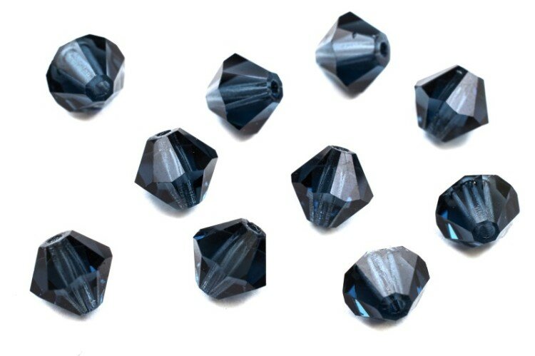 Бусины биконусы хрустальные 6мм, цвет MONTANA, 747-022, 10шт