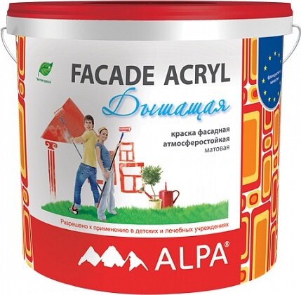 Краска для Фасада Fasade Acryl 4.5л Alpa Дышащая.